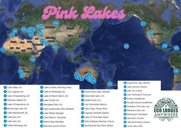 41 Pink Lakes in 22 Countries with Map - Eco Lodges Anywhere